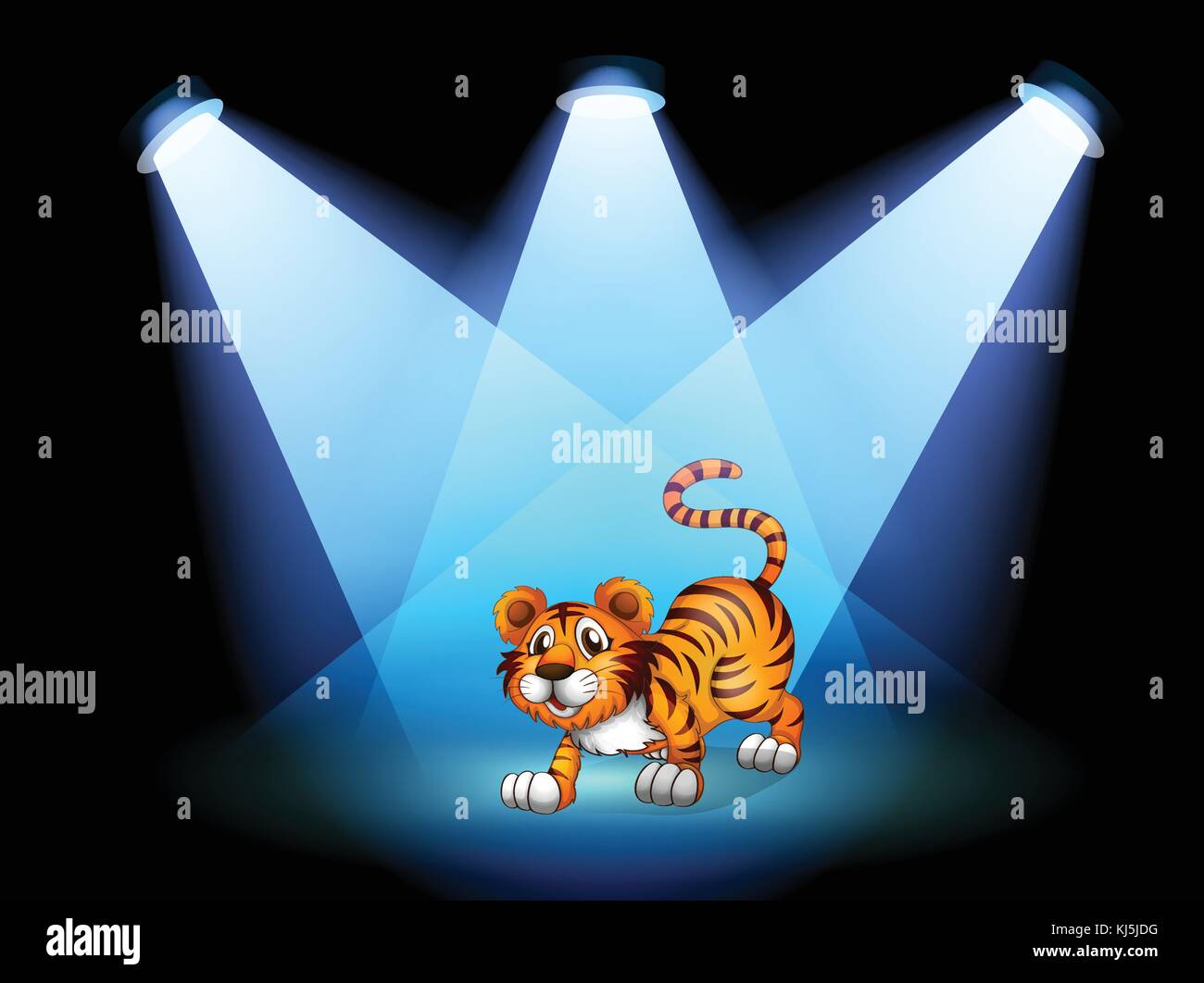 Illustration of a tiger at the stage with spotlights Stock Vector Image ...