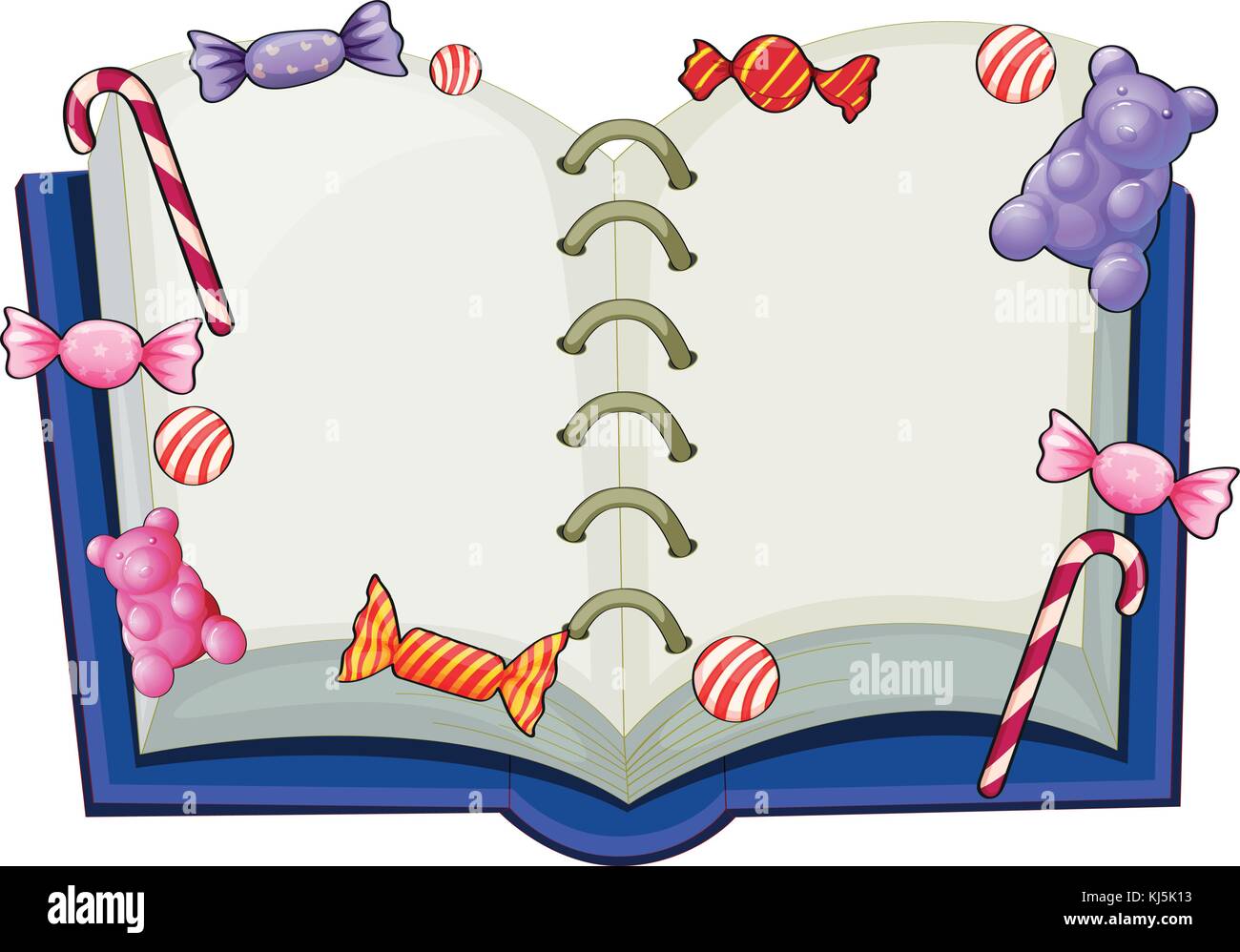 Illustration of a book surrounded with sweet candies on a white ...