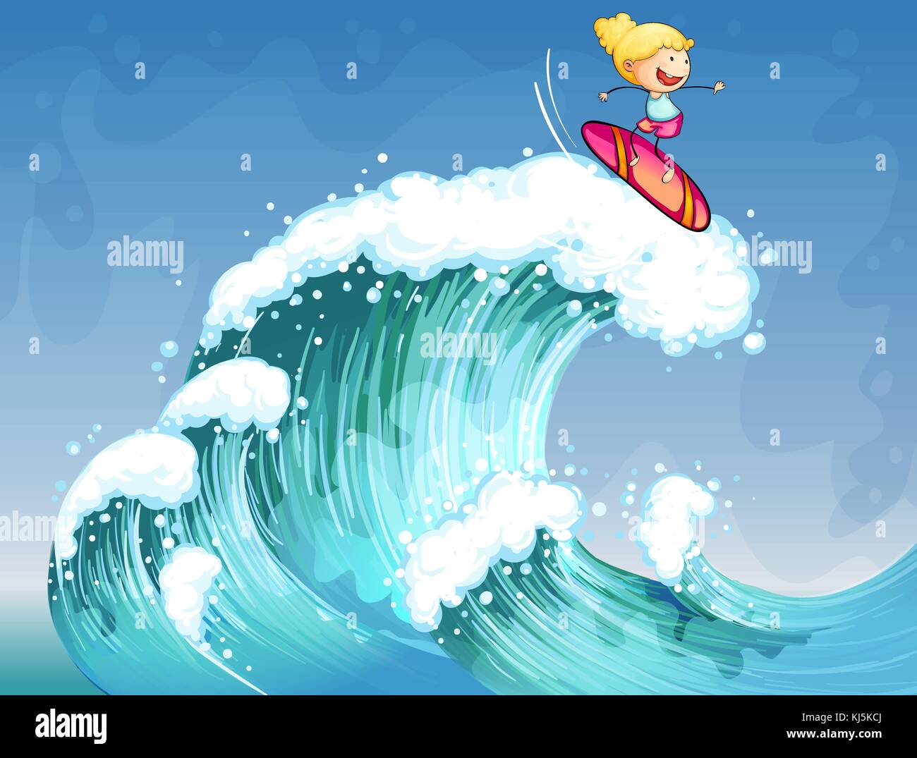 Illustration of a girl surfing Stock Vector Image & Art - Alamy