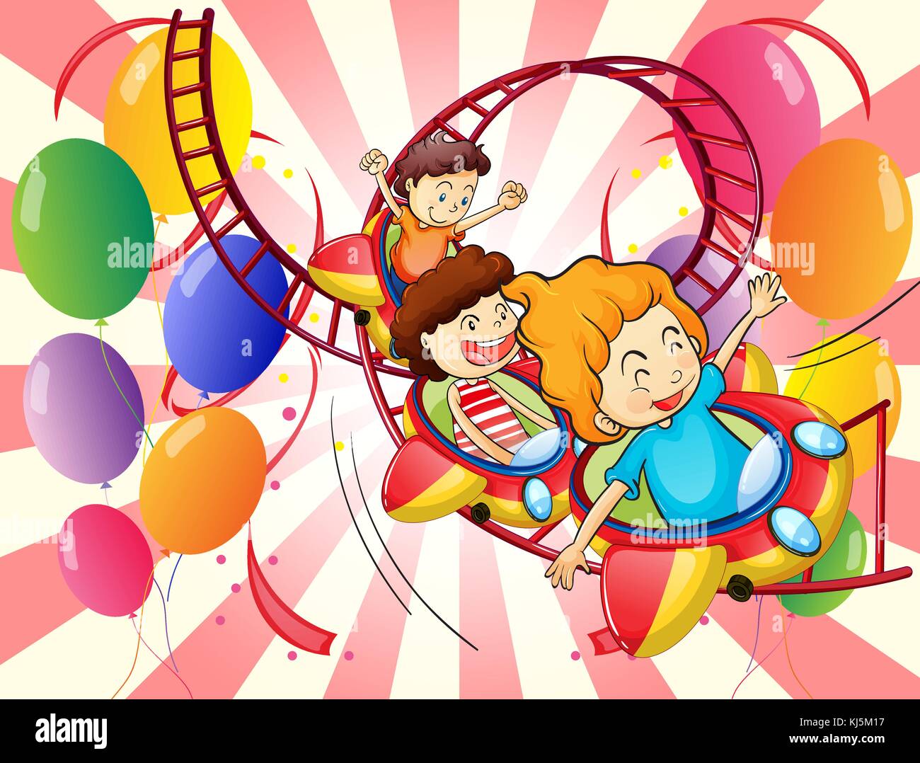 Illustration of the kids enjoying the roller coaster ride Stock Vector ...