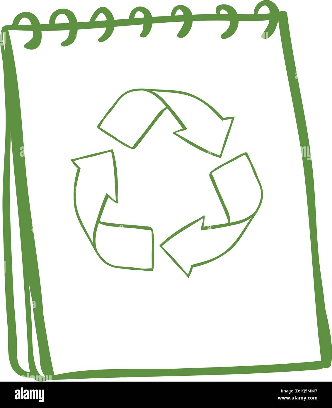 Illustration of a green notebook with the symbols for recycling on a ...