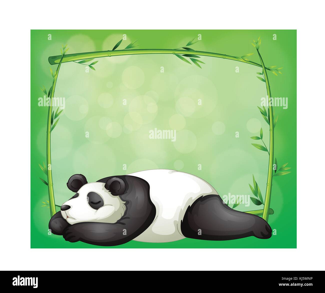 Illustration of a stationery with a bamboo frame and a panda Stock ...