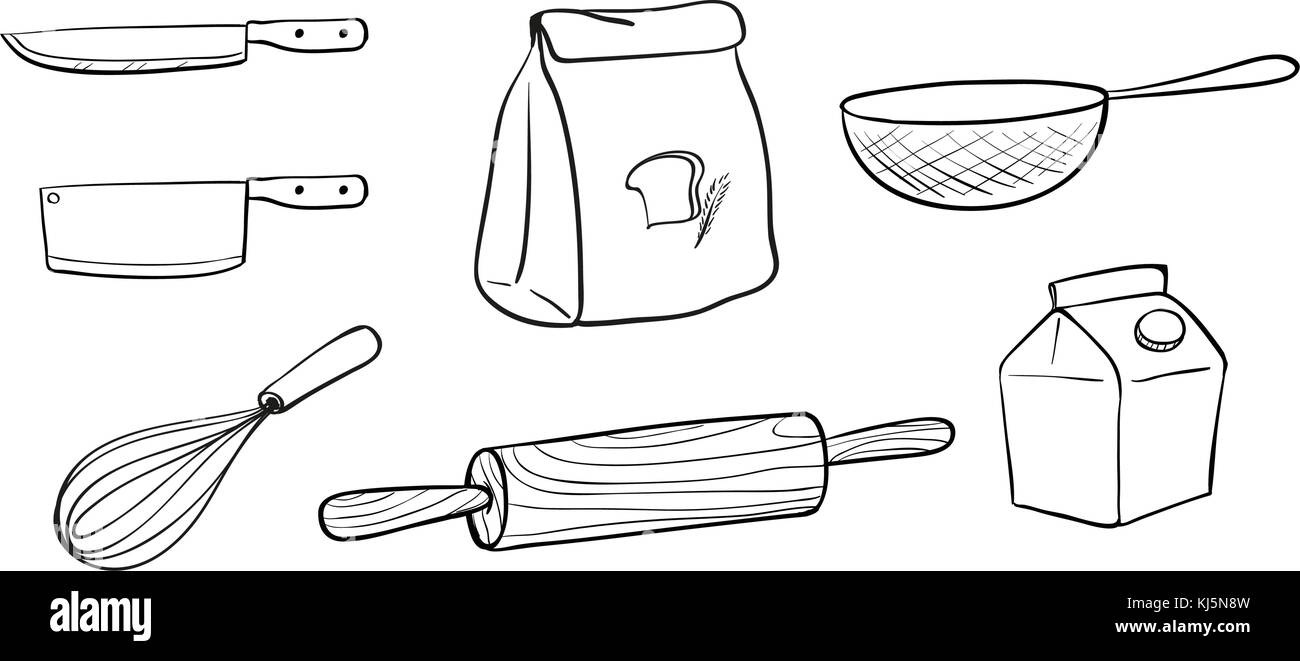 Baking Tools And Equipment Drawing