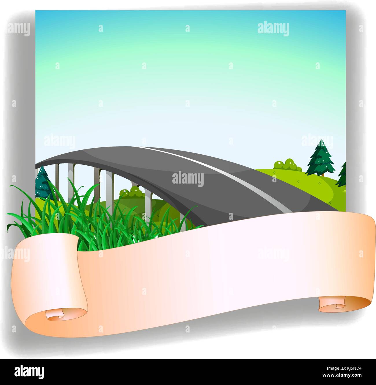 Illustration of a road and a blank paper on a white background Stock ...