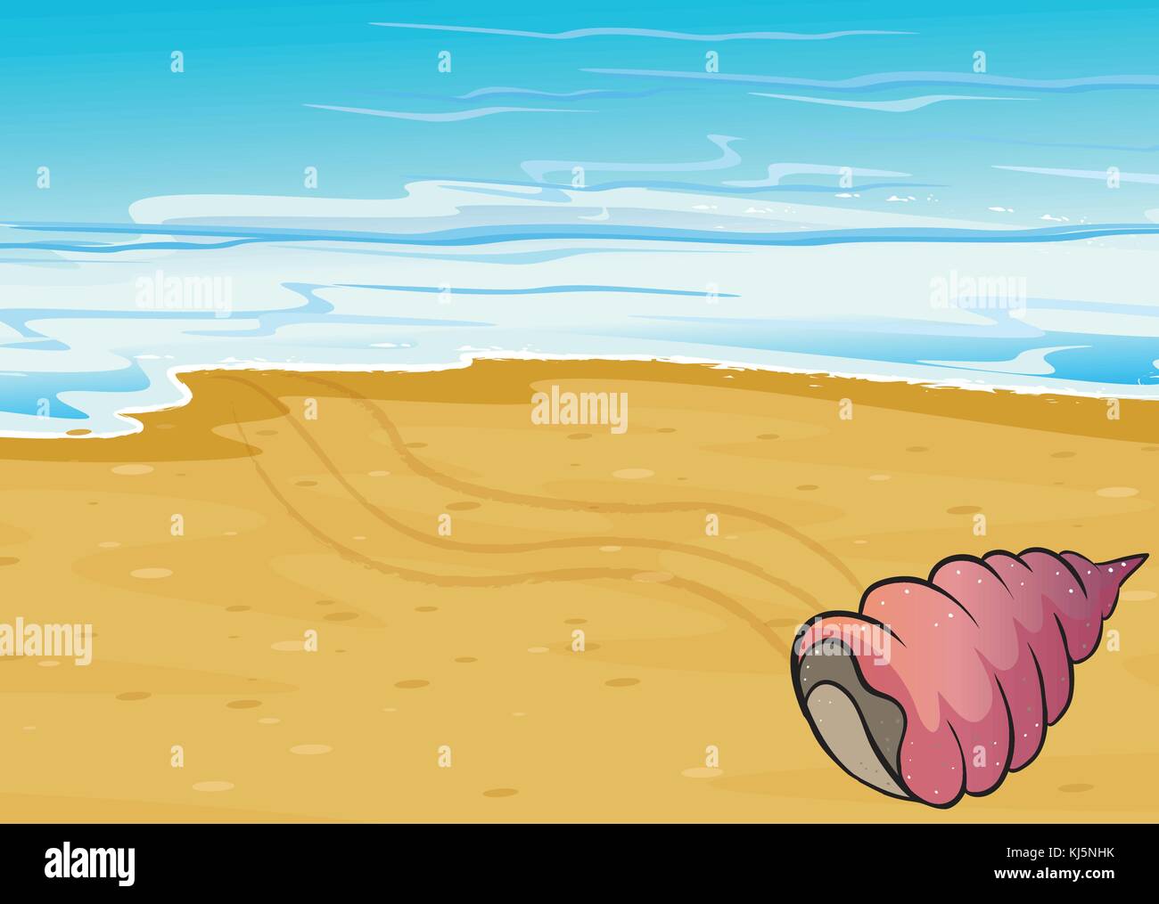 Illustration of a seashell at the seashore Stock Vector Image & Art - Alamy