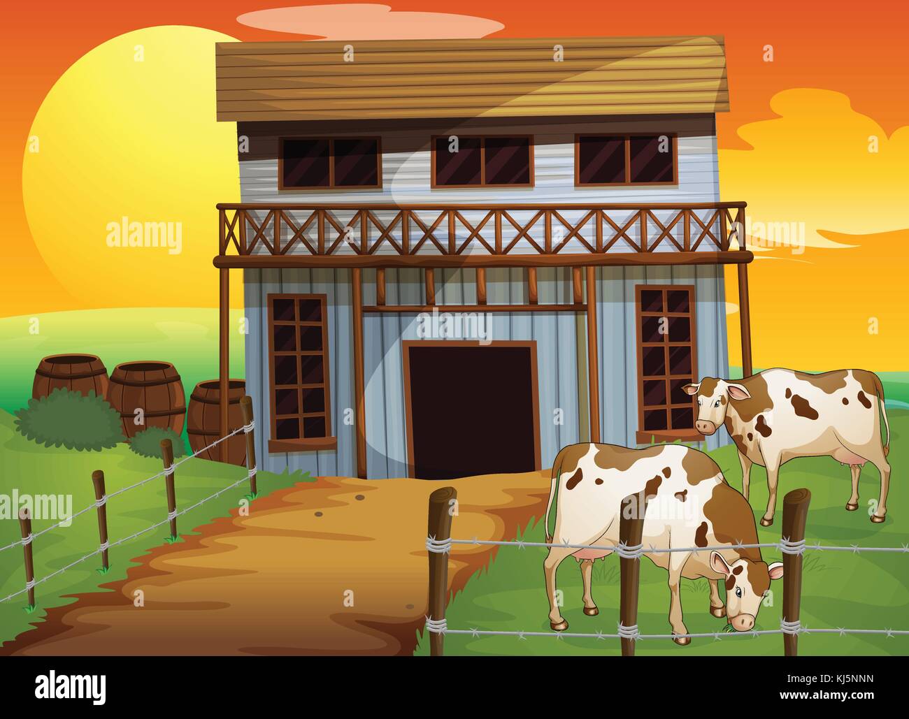 Illustration of the two cows in the farm Stock Vector Image & Art - Alamy