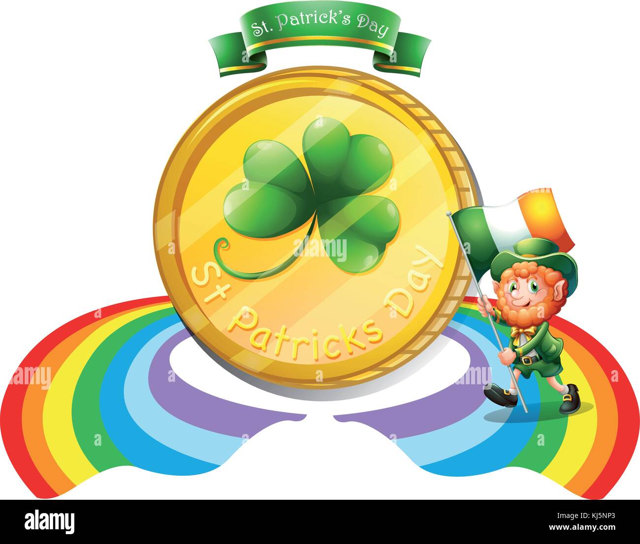 Illustration of a big golden coin for St. Patrick's day on a white ...