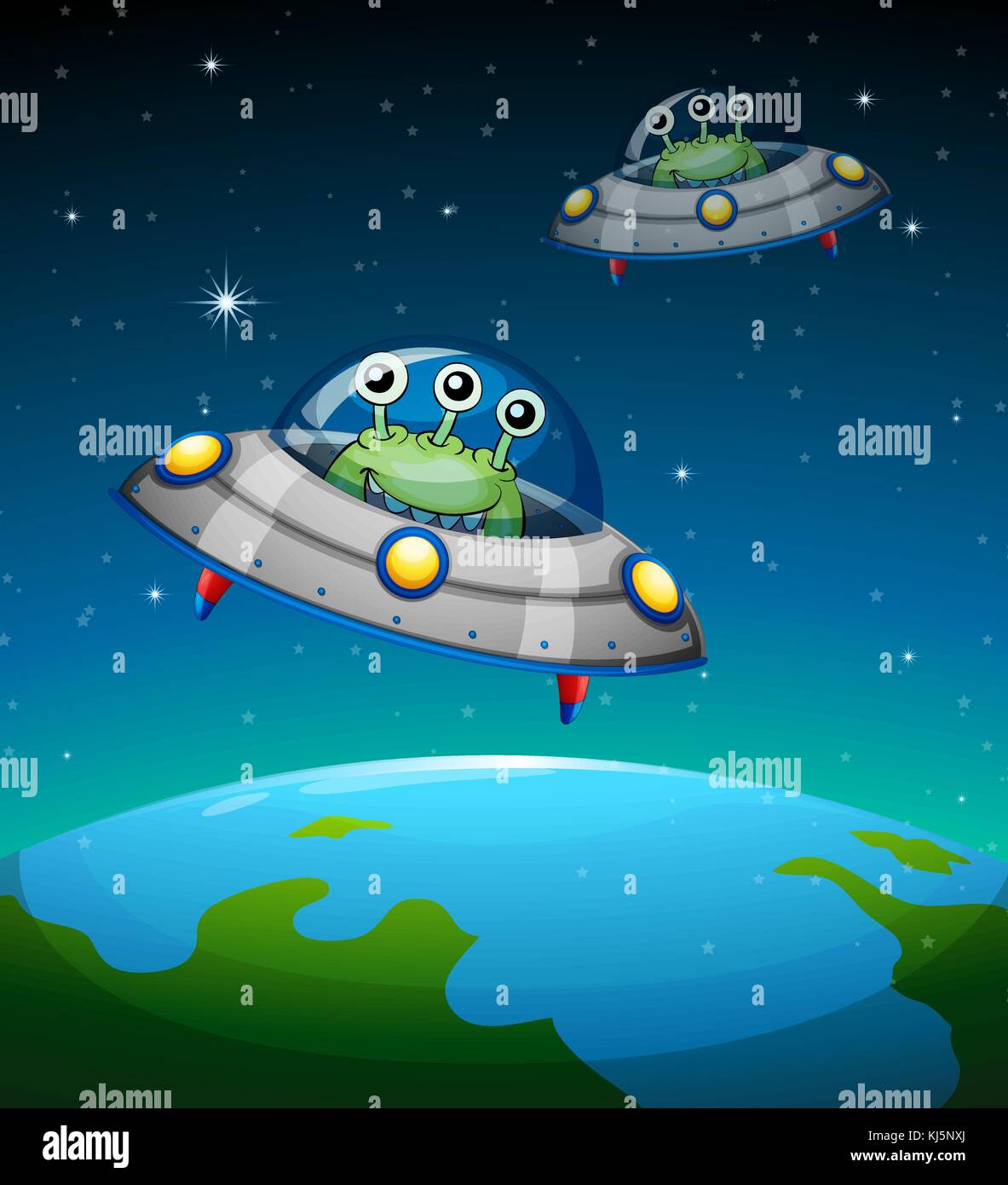 Illustration of a spaceships with aliens Stock Vector Image & Art - Alamy