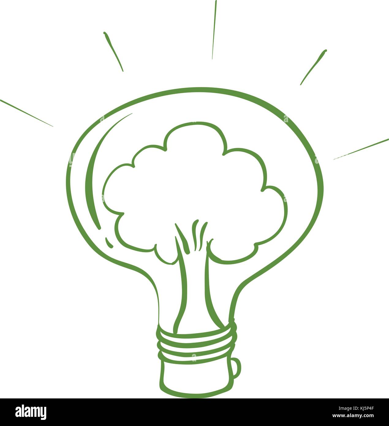 Illustration of a light bulb with a tree inside on a white background ...