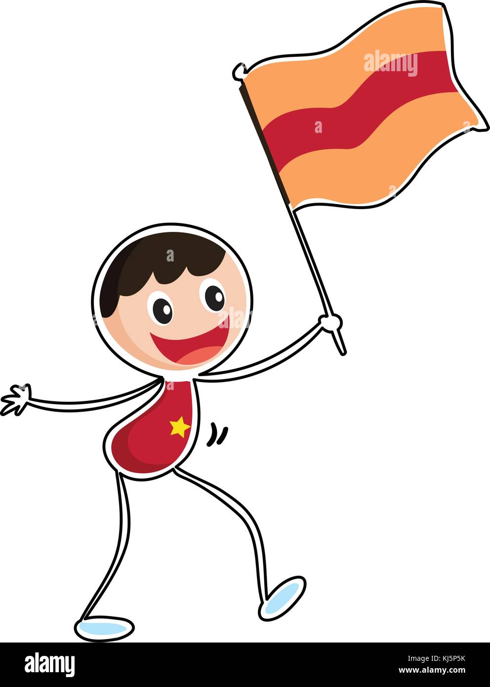 Illustration of a boy holding a flag on a white background Stock Vector ...