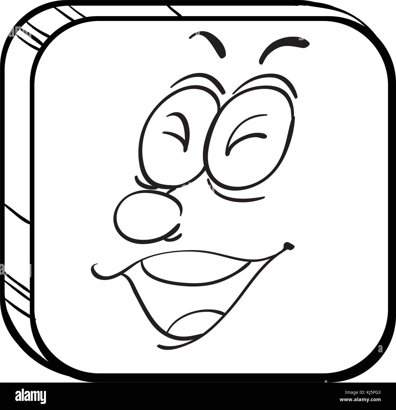 Illustration of a cube with a smiling face on a white background Stock ...