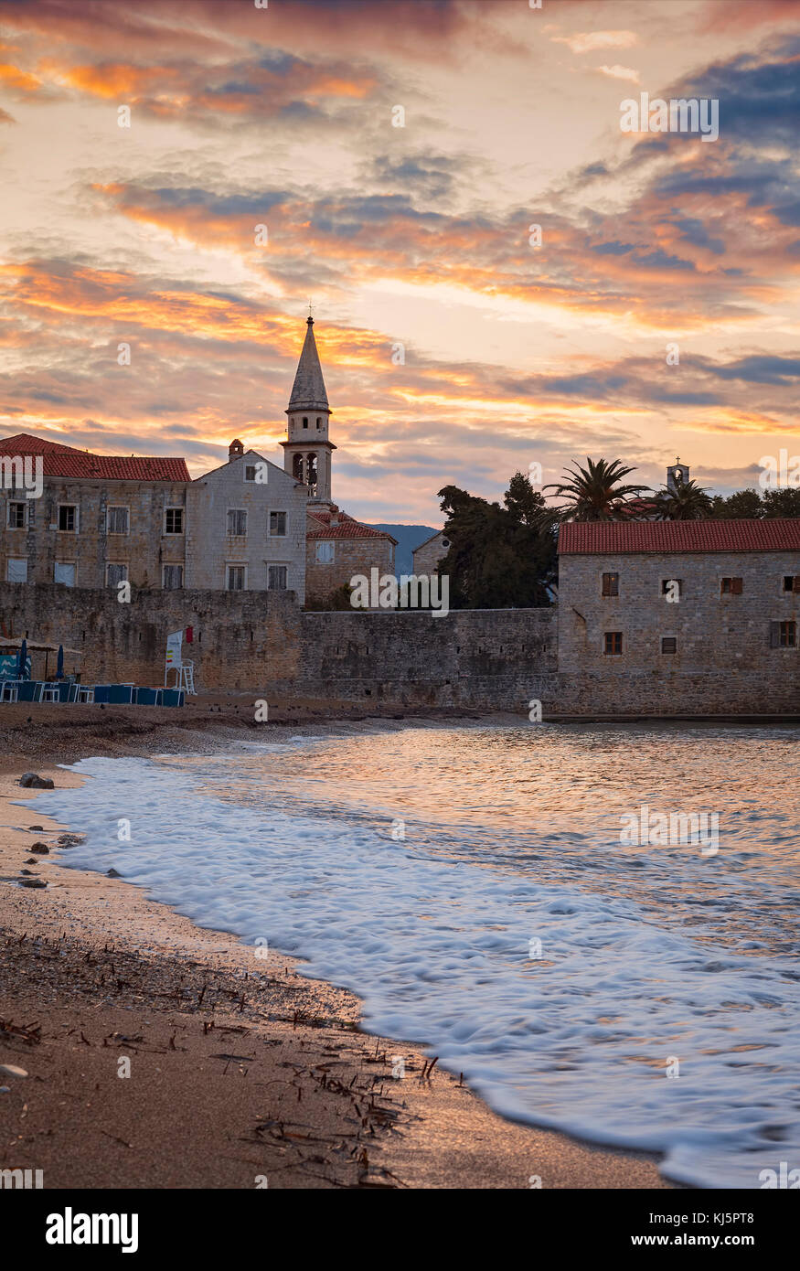 Old town (Stari Grad) of Budva, Montenegro at sunrise Stock Photo - Alamy