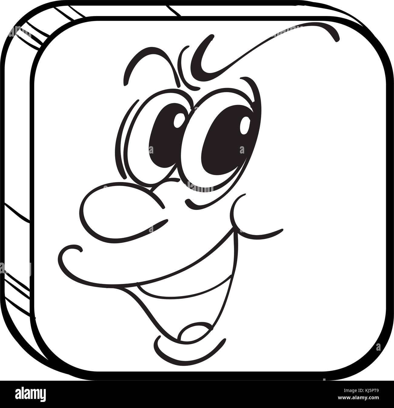 Illustration of a cube with a face smiling on a white background Stock ...