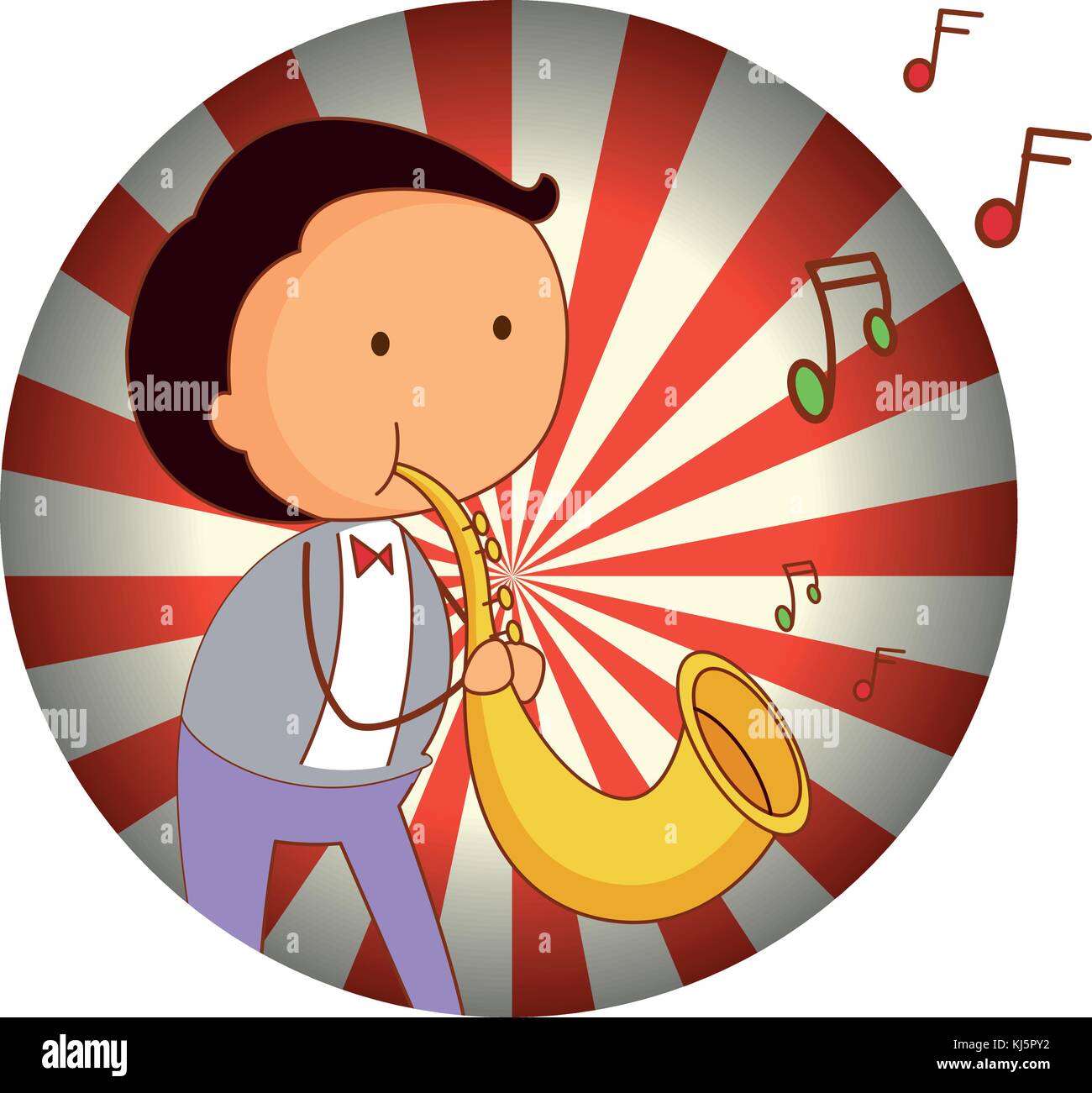 Illustration of a man playing with the trombone on a white background ...