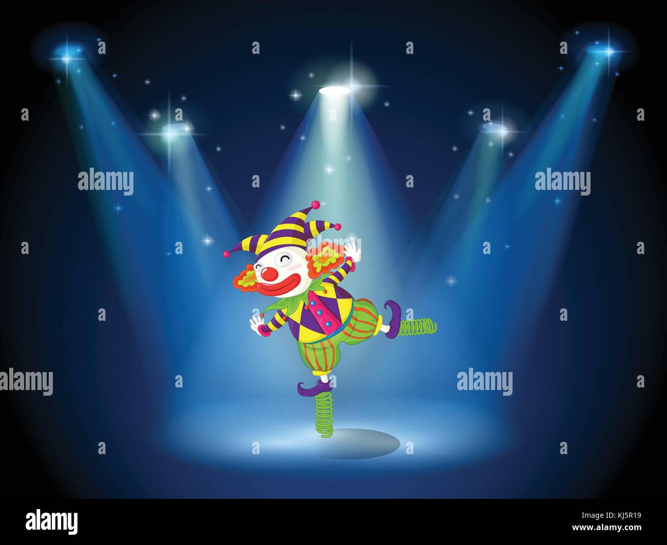 Illustration of a stage with a playful clown Stock Vector Image & Art ...