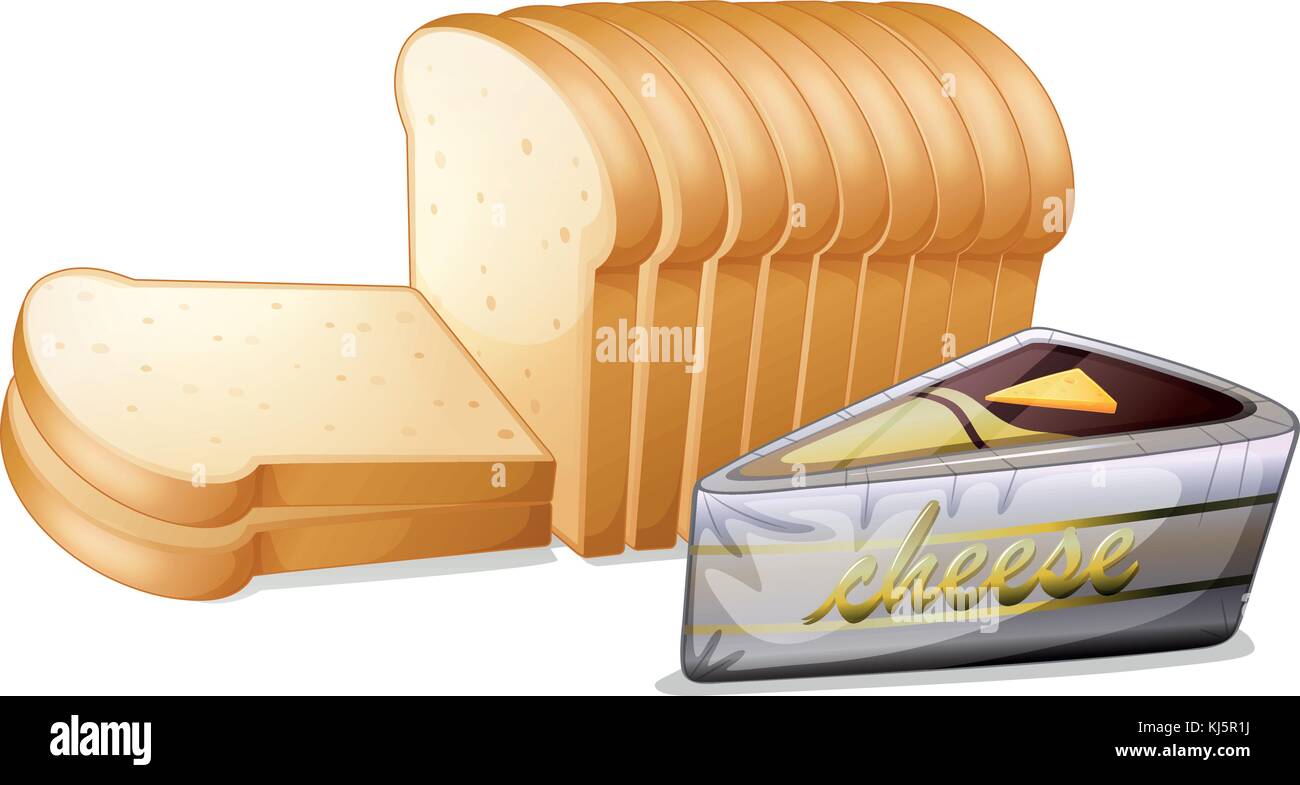 Illustration of the sliced bread with cheese on a white background ...