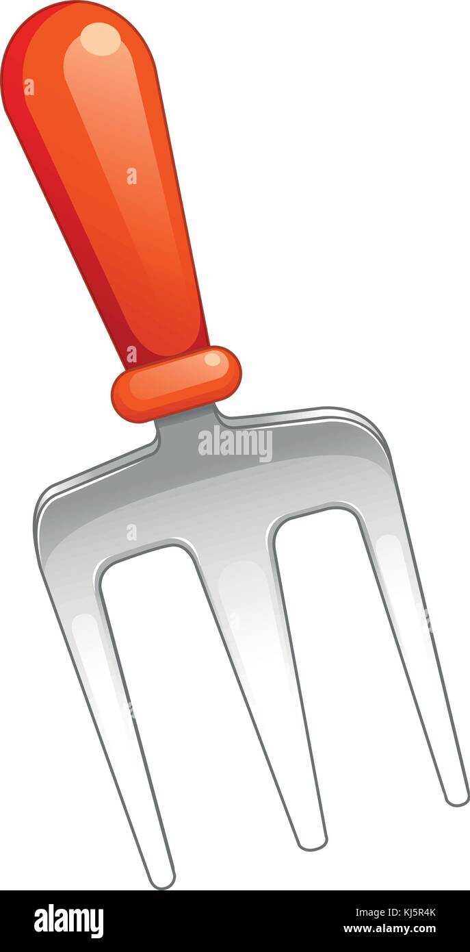 Illustration of a fork with a red handle on a white background Stock ...