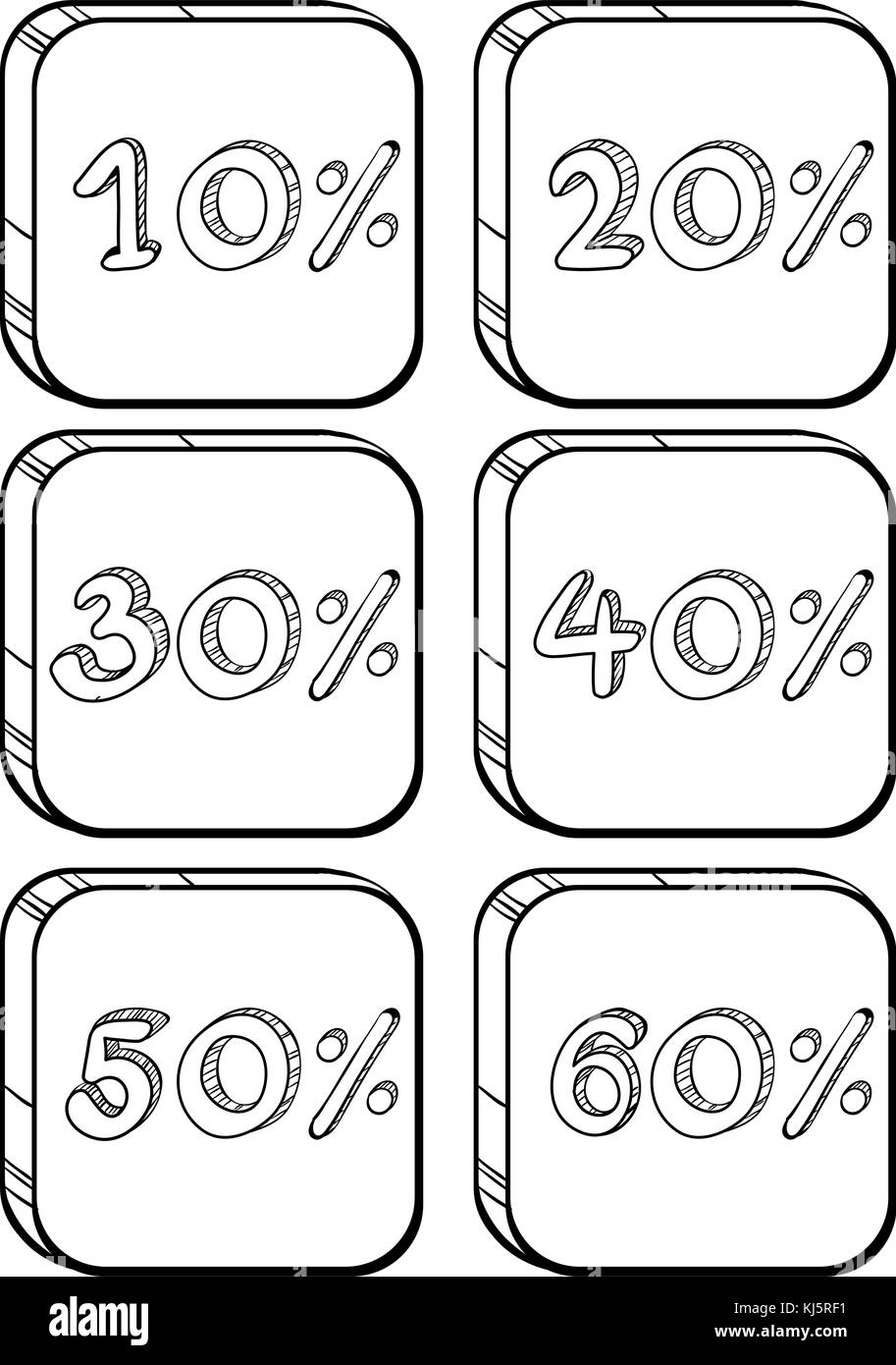 Illustration of the doodle designs of price discounts on a white ...