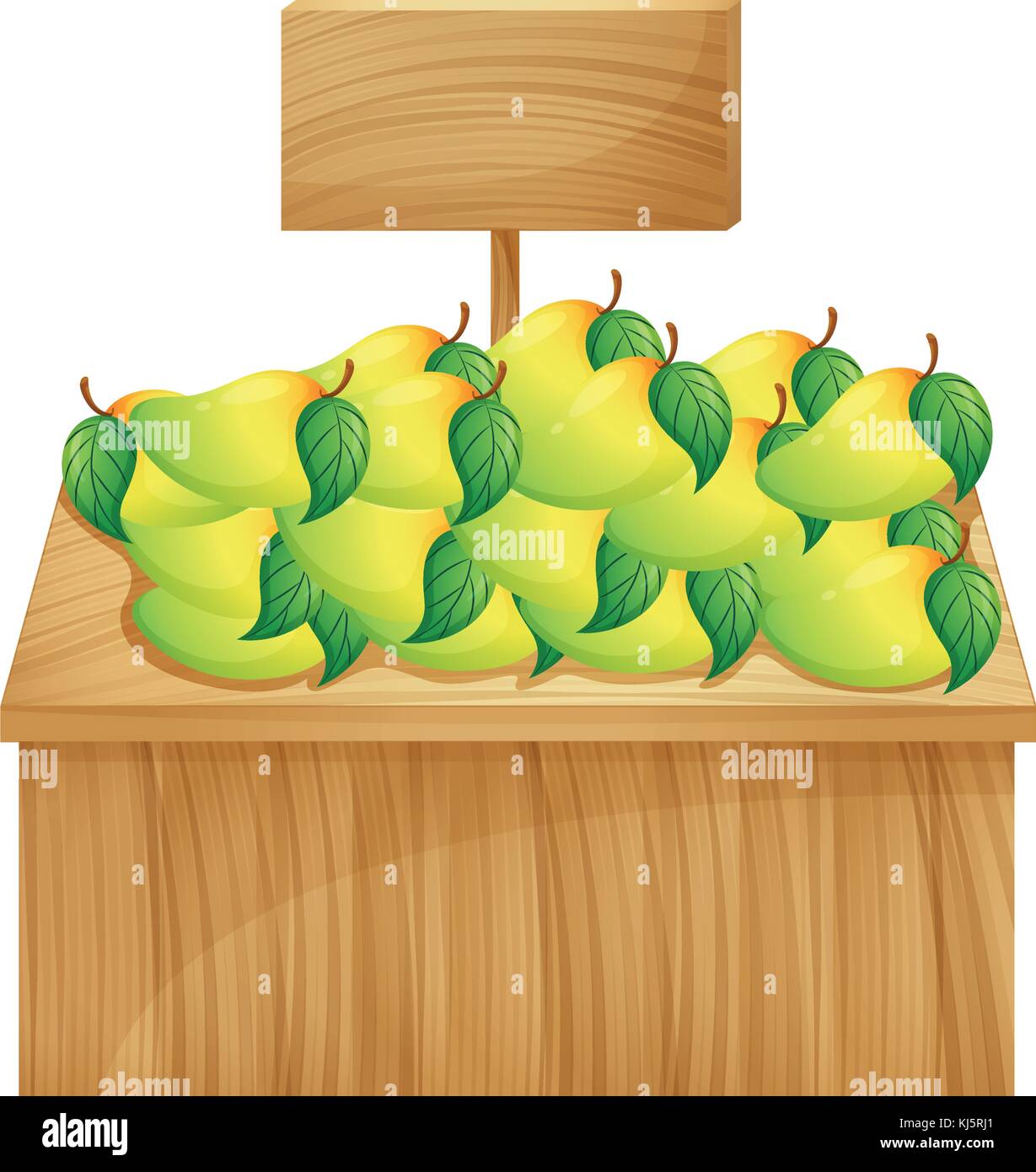 Illustration of a mango stand with a wooden signboard on a white ...