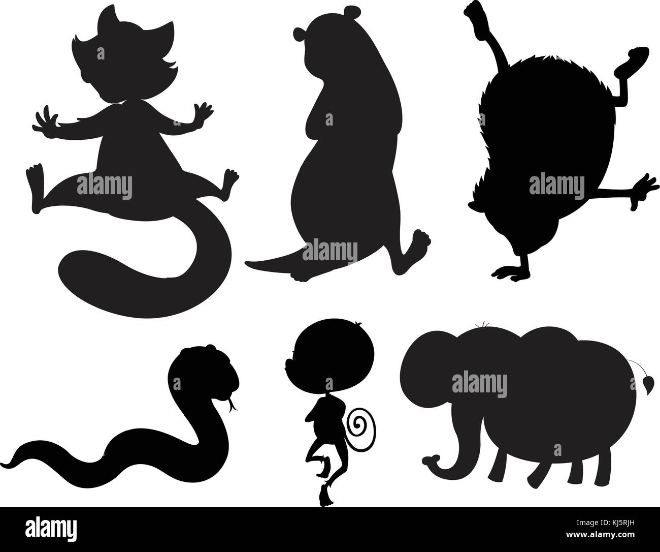 Illustration of the animals in black and gray colors on a white ...