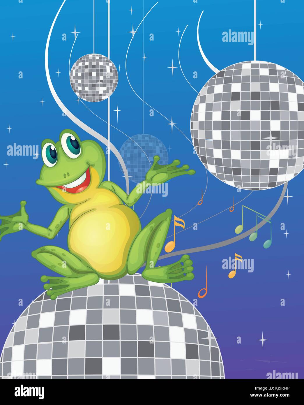 Illustration of a frog sitting on a disco light Stock Vector Image ...