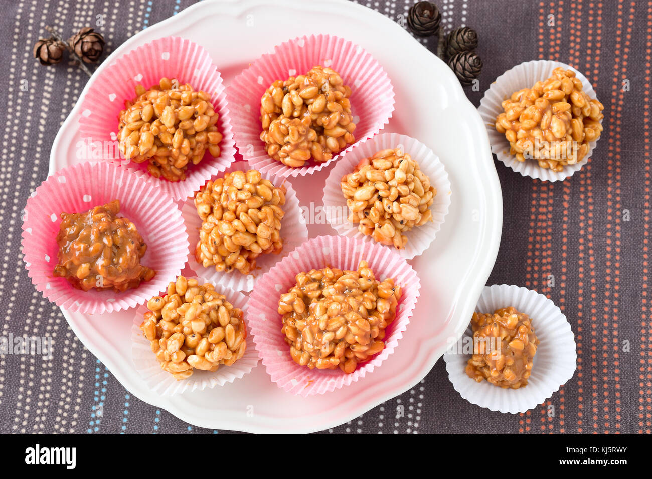 Puffed rice balls Stock Photo - Alamy