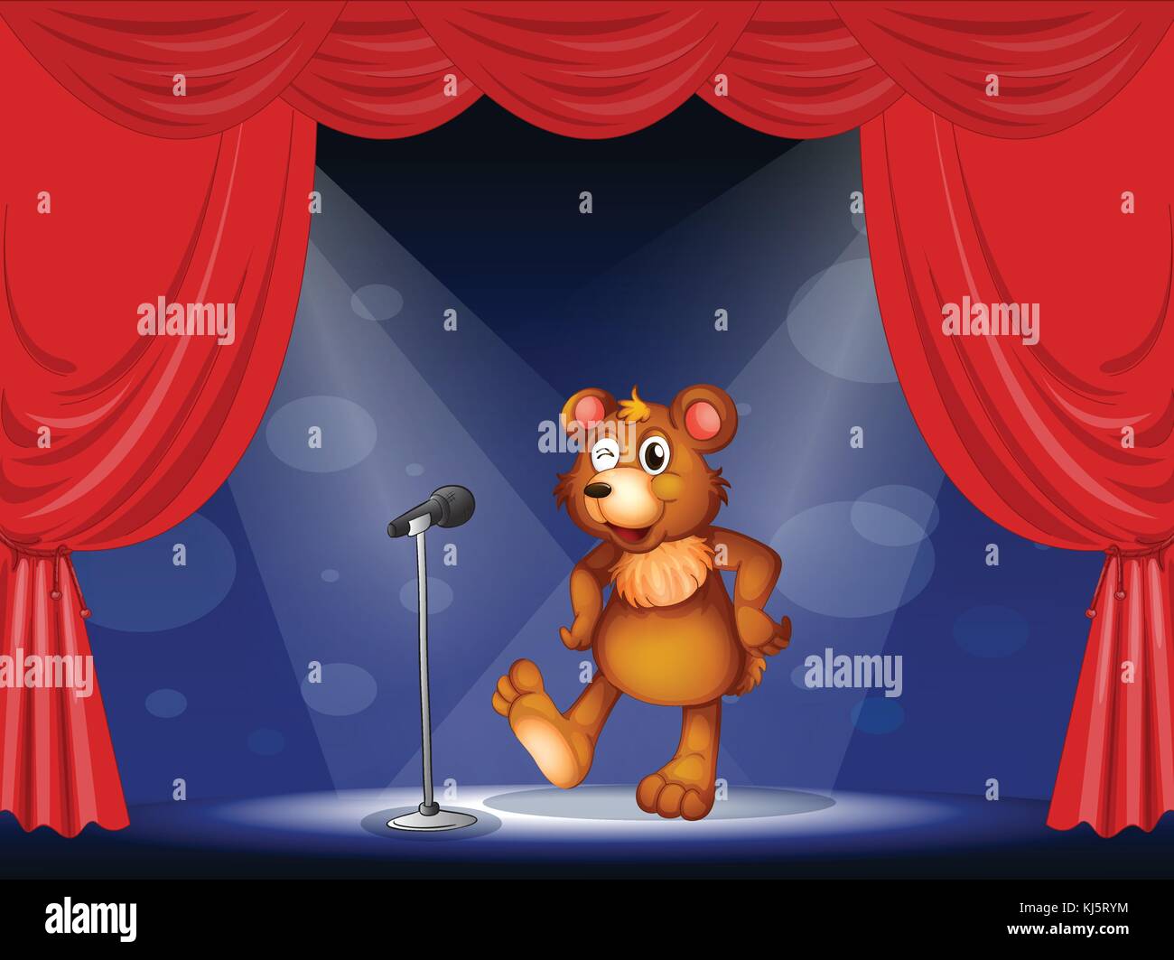 Illustration of a stage with a bear performing Stock Vector Image & Art ...