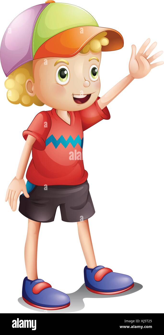 Illustrtaion of a boy wearing a colorful on a white background Stock ...