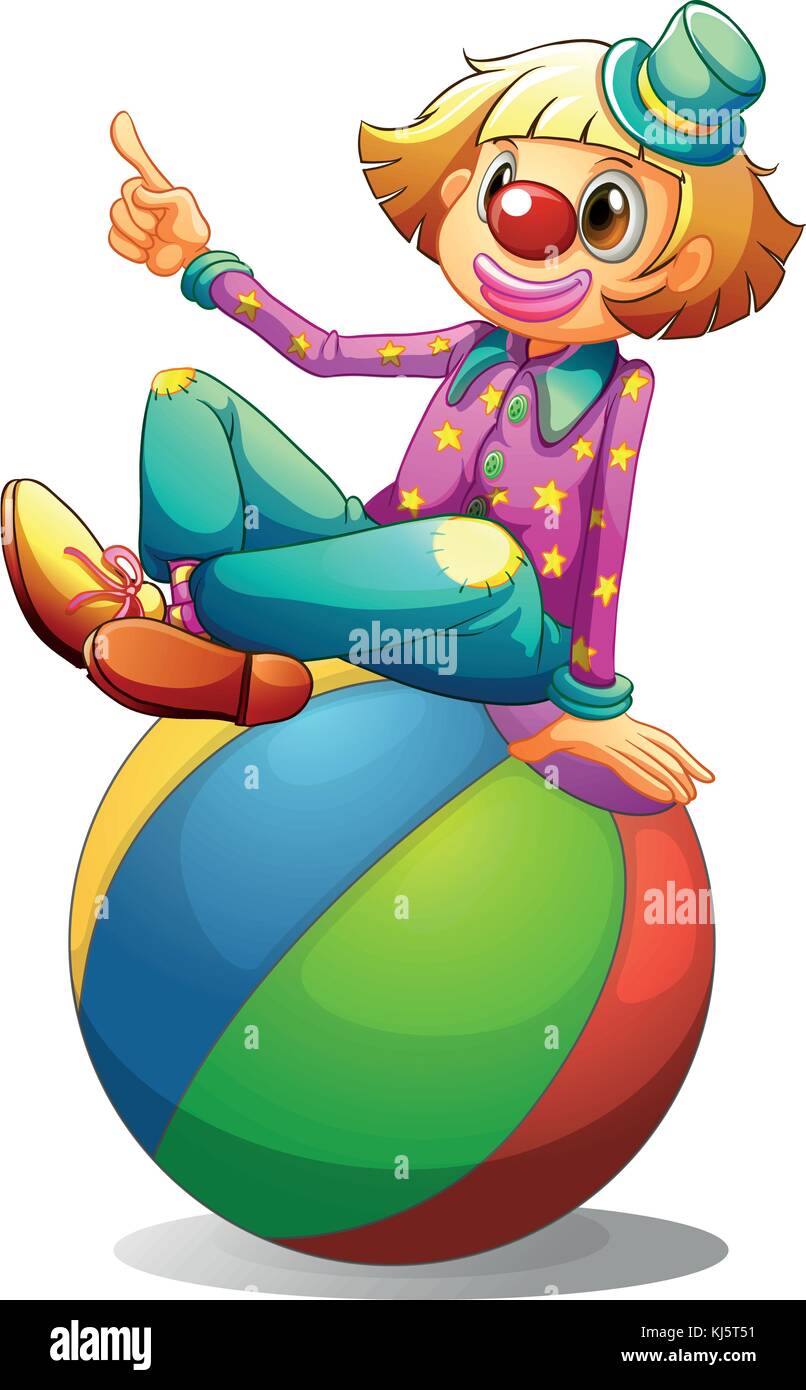 Illustratio of a clown sitting on a ball on a white background Stock ...