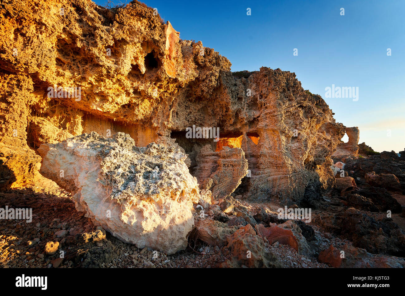 Eroded cliffs at Point Peron Rockingham, Western Australia Stock Photo ...