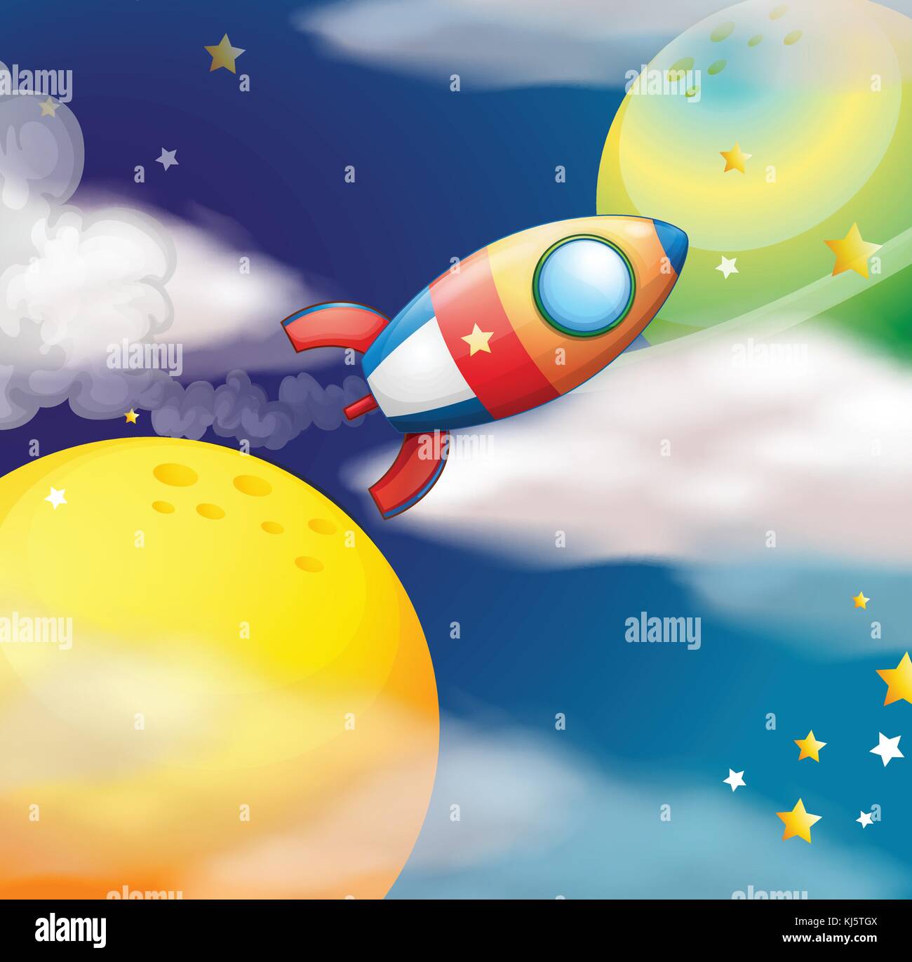 Illustration of a flying spaceship Stock Vector Image & Art - Alamy
