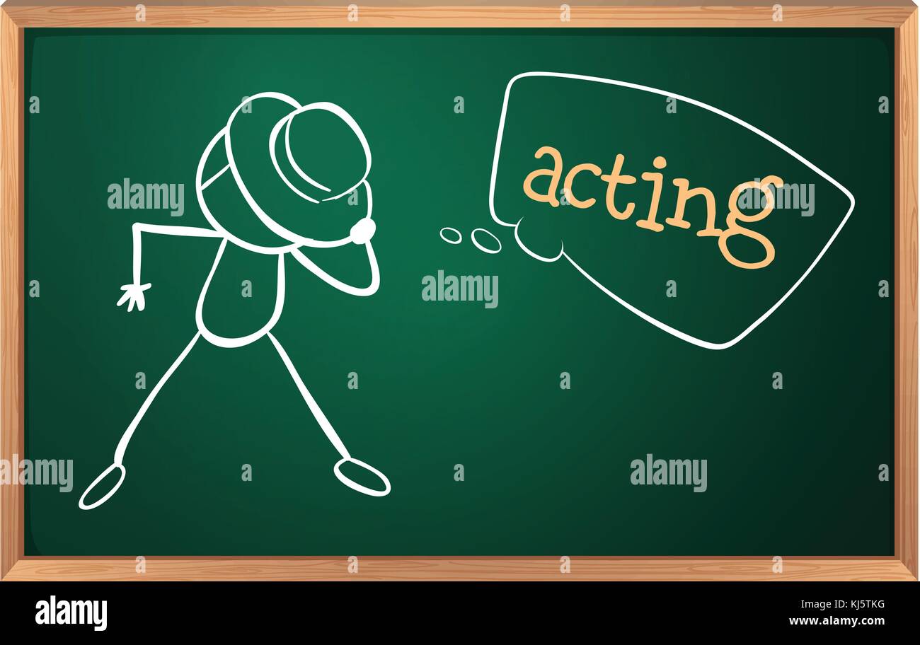 Illustration of a board with an image of a man acting on a white ...