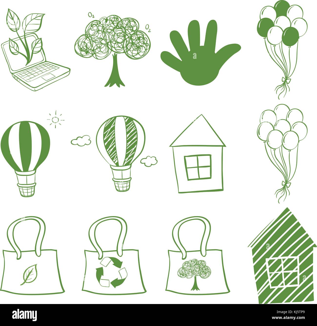 Illustration of the Eco-friendly drawings on a white background Stock ...