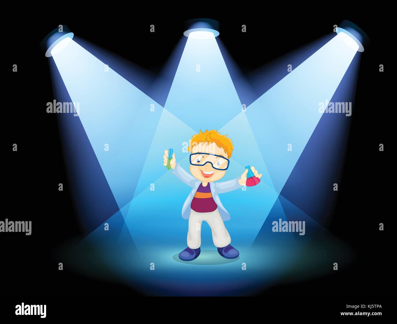 Illustration of a scientist at the stage with spotlights Stock Vector ...