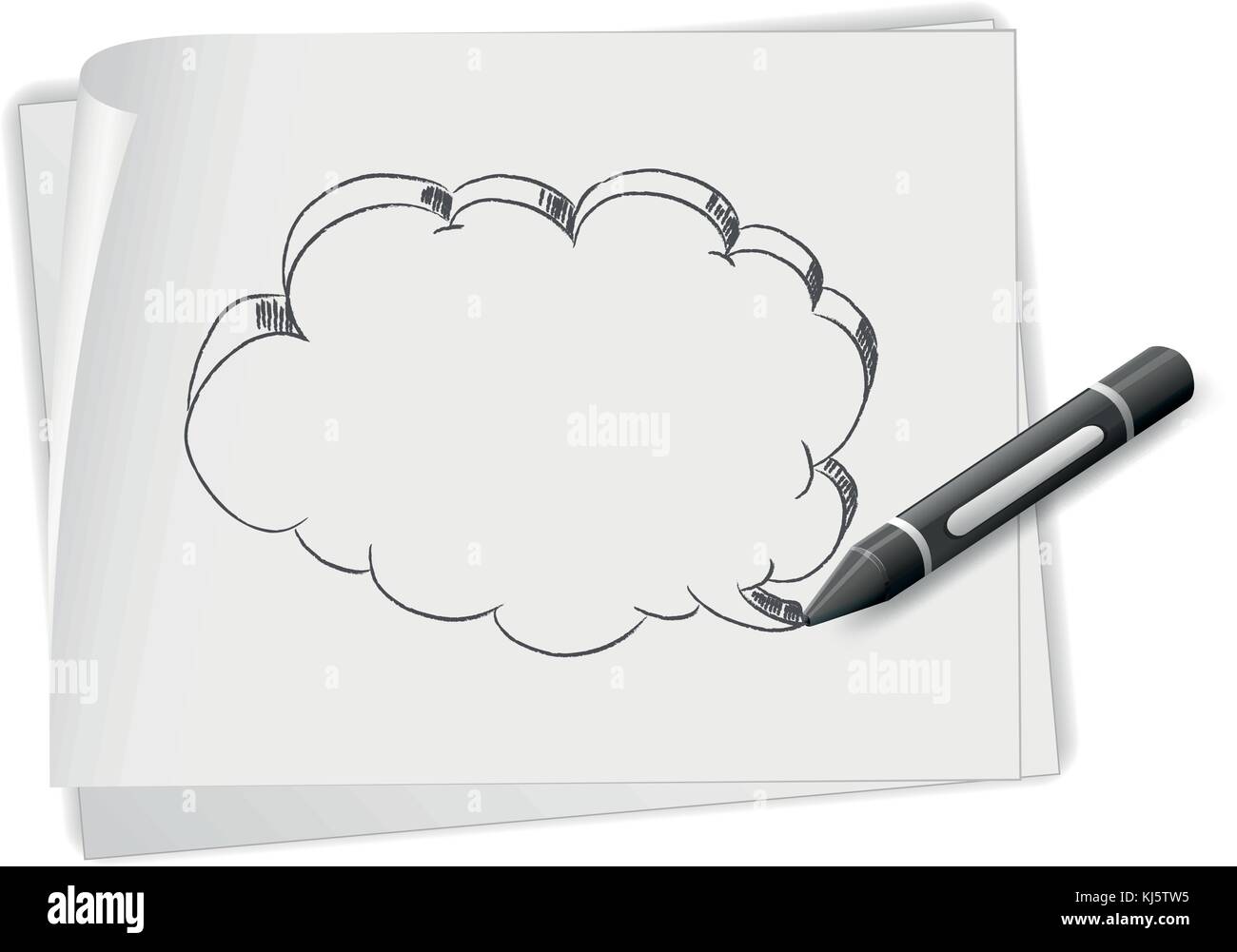 Illustration of a piece of paper with a drawing of an empty callout and ...