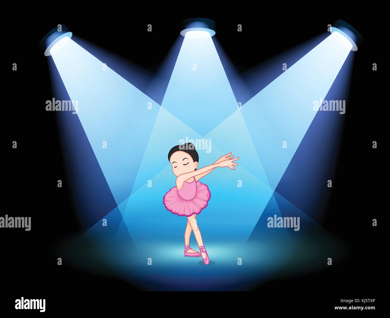 Illustration of a stage with a ballet dancer at the center Stock Vector ...