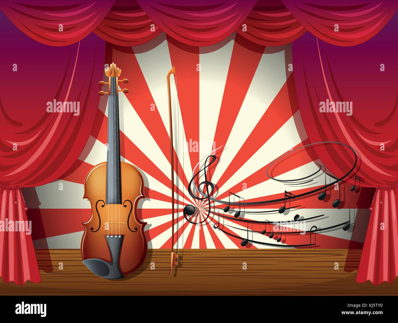 Illustration of a violin with musical notes at the stage Stock Vector ...
