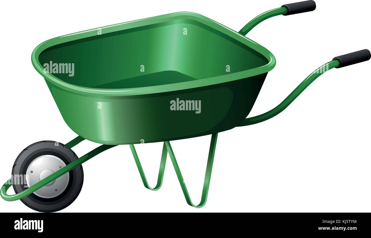Illustration of a green construction cart on a white background Stock ...
