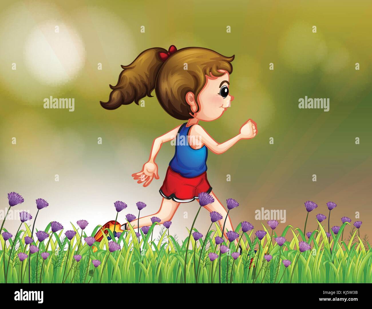 Illustration of a girl jogging near the garden Stock Vector Image & Art ...