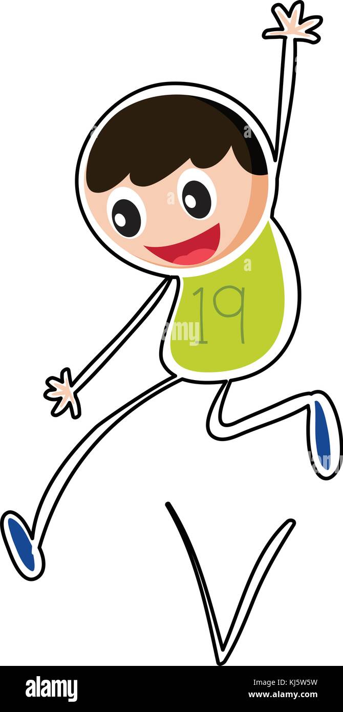 Illustration of a boy jumping on a white background Stock Vector Image ...