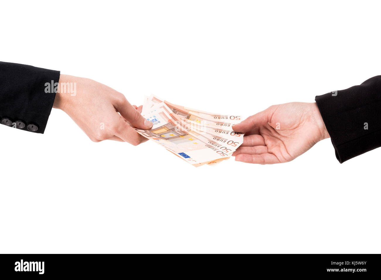 Concept image of hands making and receiving a payment, isolated over ...