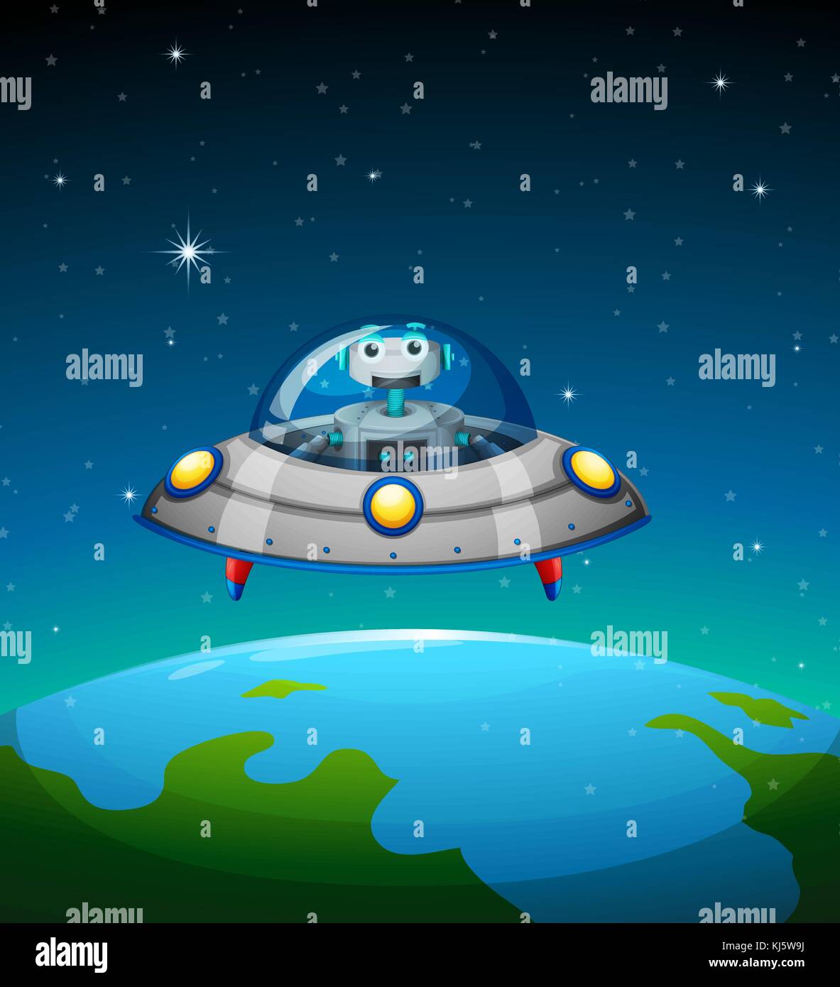 Illustration of a robot inside the spaceship Stock Vector Image & Art ...