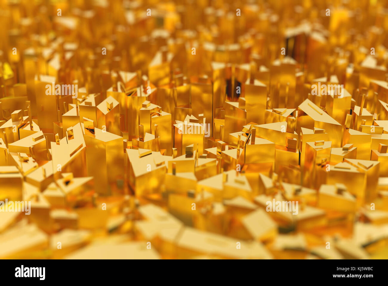 Golden city abstract space background. 3d Illustration Stock Photo - Alamy