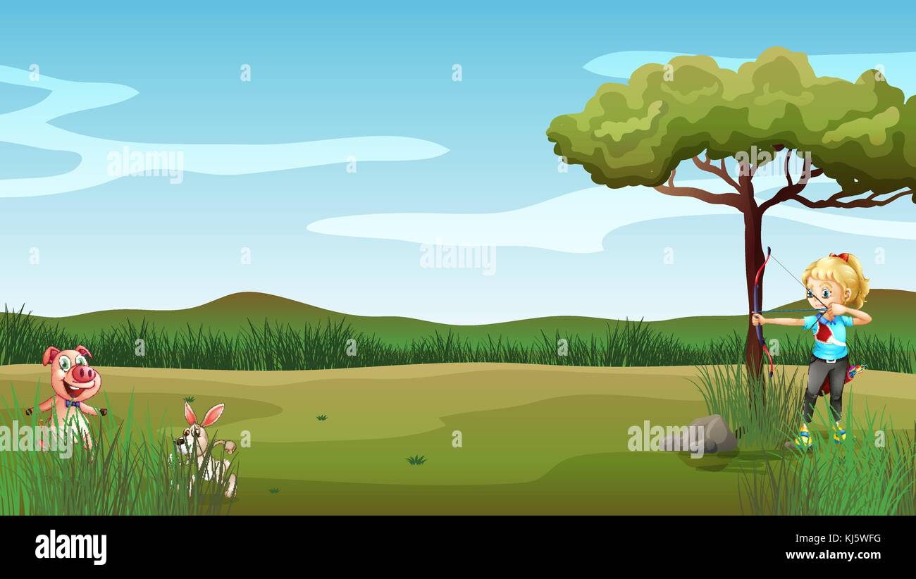 Rabbit hunting bow arrow Stock Vector Images - Alamy