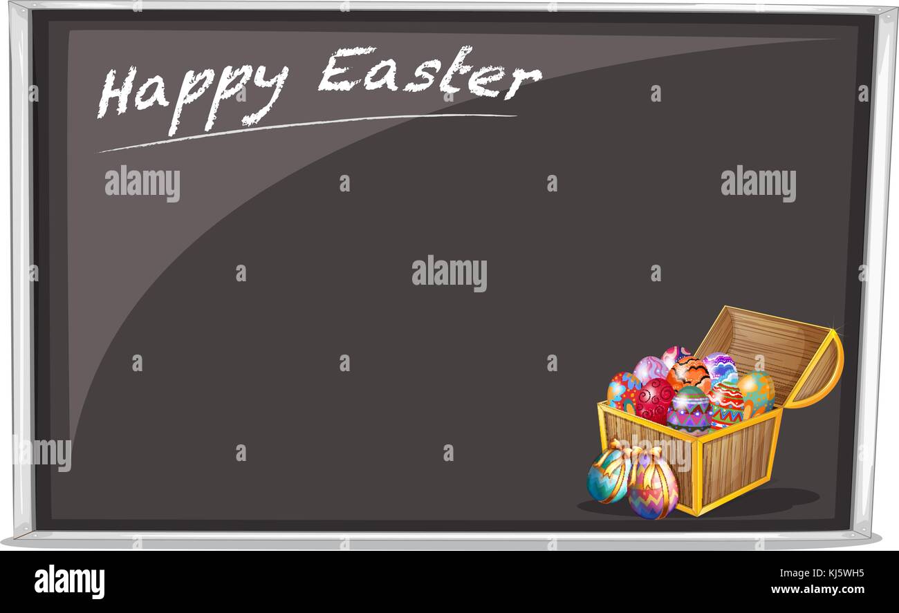 Illustration of a board with a Happy Easter Greeting on a white ...