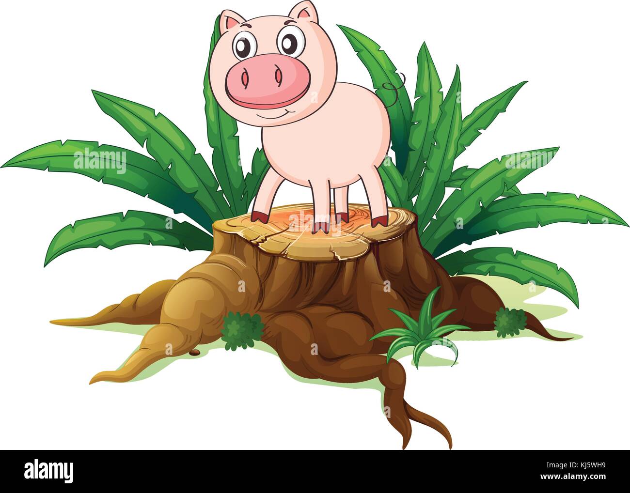 Illustration of a pig above a trunk on a white background Stock Vector ...