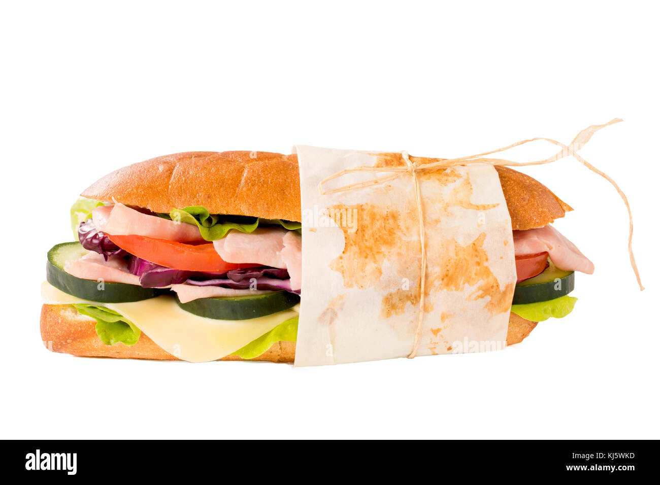 Big ham sandwich isolated on white background Stock Photo - Alamy