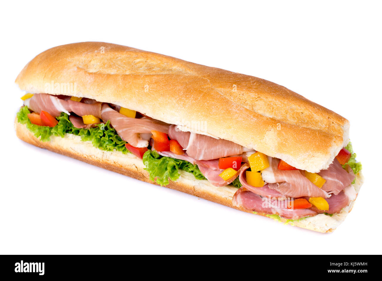 Big submarine sandwich isolated on white background Stock Photo - Alamy