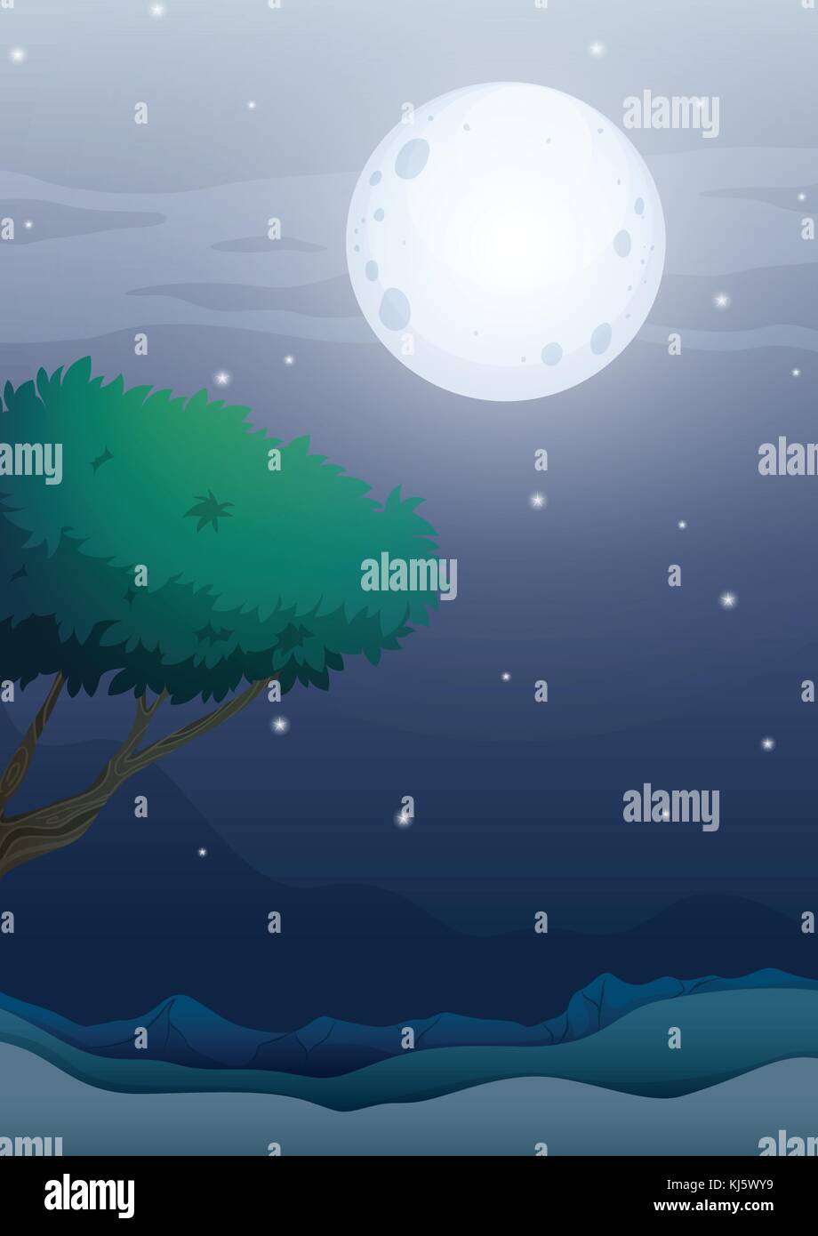 Illustration of a moonlight scenery Stock Vector Image & Art - Alamy