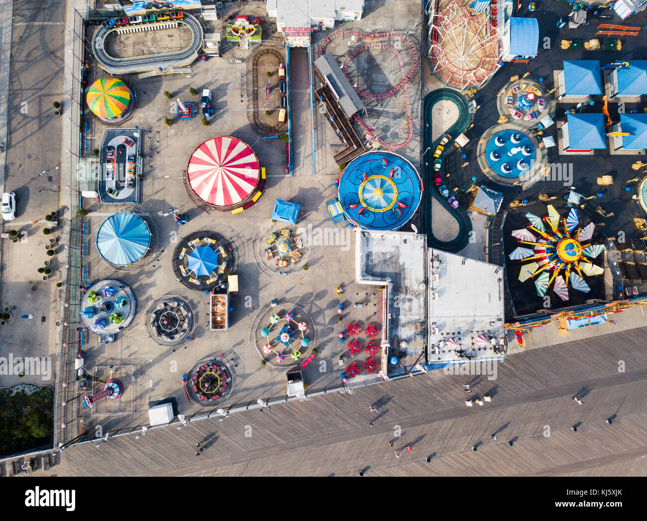 NEW YORK, USA - SEPTEMBER 26, 2017: Coney island amusement park aerial ...